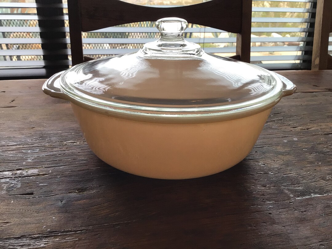 Vintage Fire King Ovenproof Peach or Marigold Luster Ware Round Baking ...