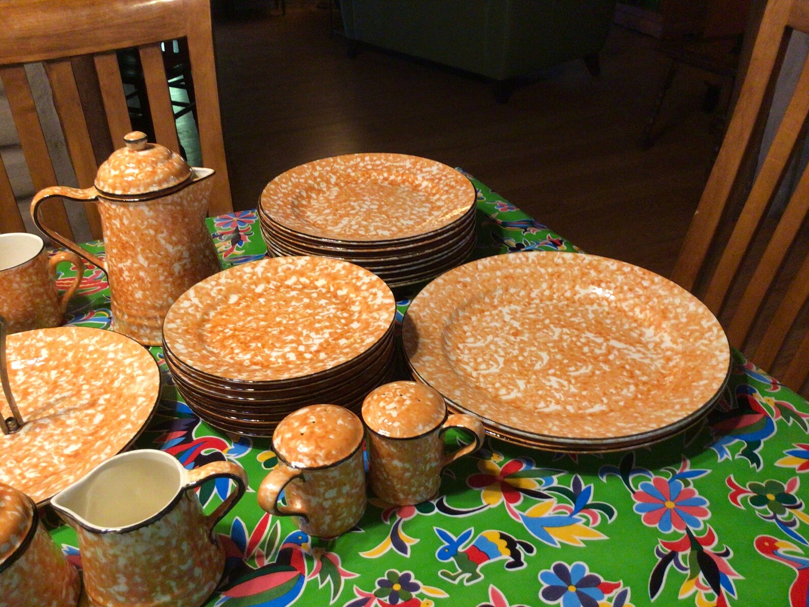 Vintage Stangl Hand Painted Town and Country Orange Sponge Ware ...