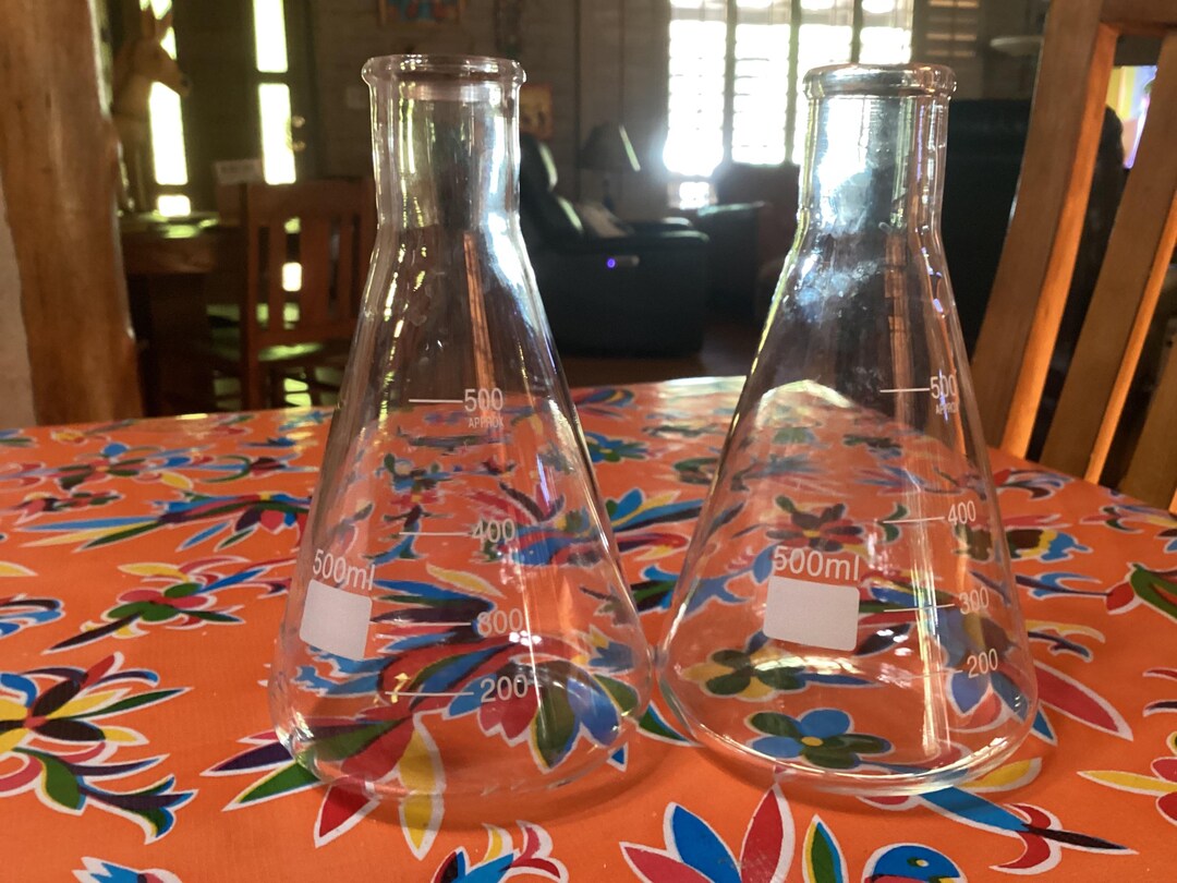 Vintage Glass 500 Ml Erlenmeyer Flask- for Science, Flower Vase, or ...