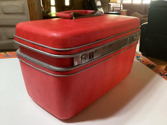 Vintage mid century modern Samsonite red and brown tr… - Gem