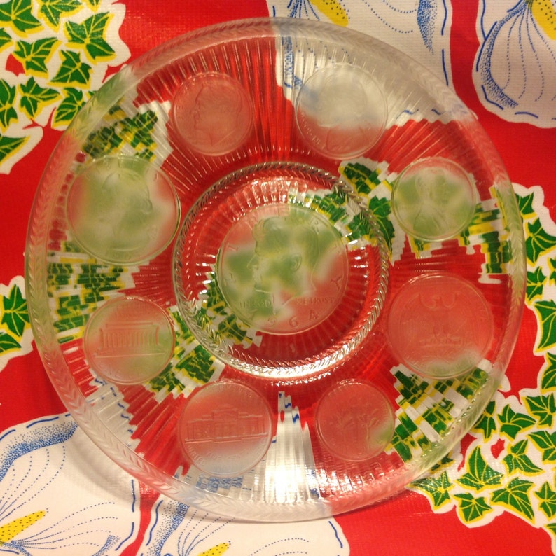 Vintage Imperial Glass Commemorative Crystal 1964 US Coin Design Plate ...