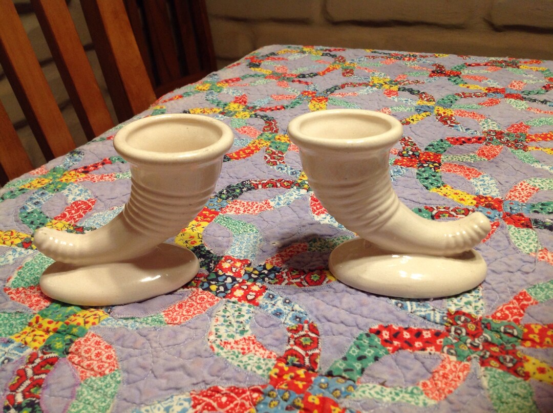 Vintage Pair of Pacific Art Pottery White Cornucopia Vases- USA - Etsy