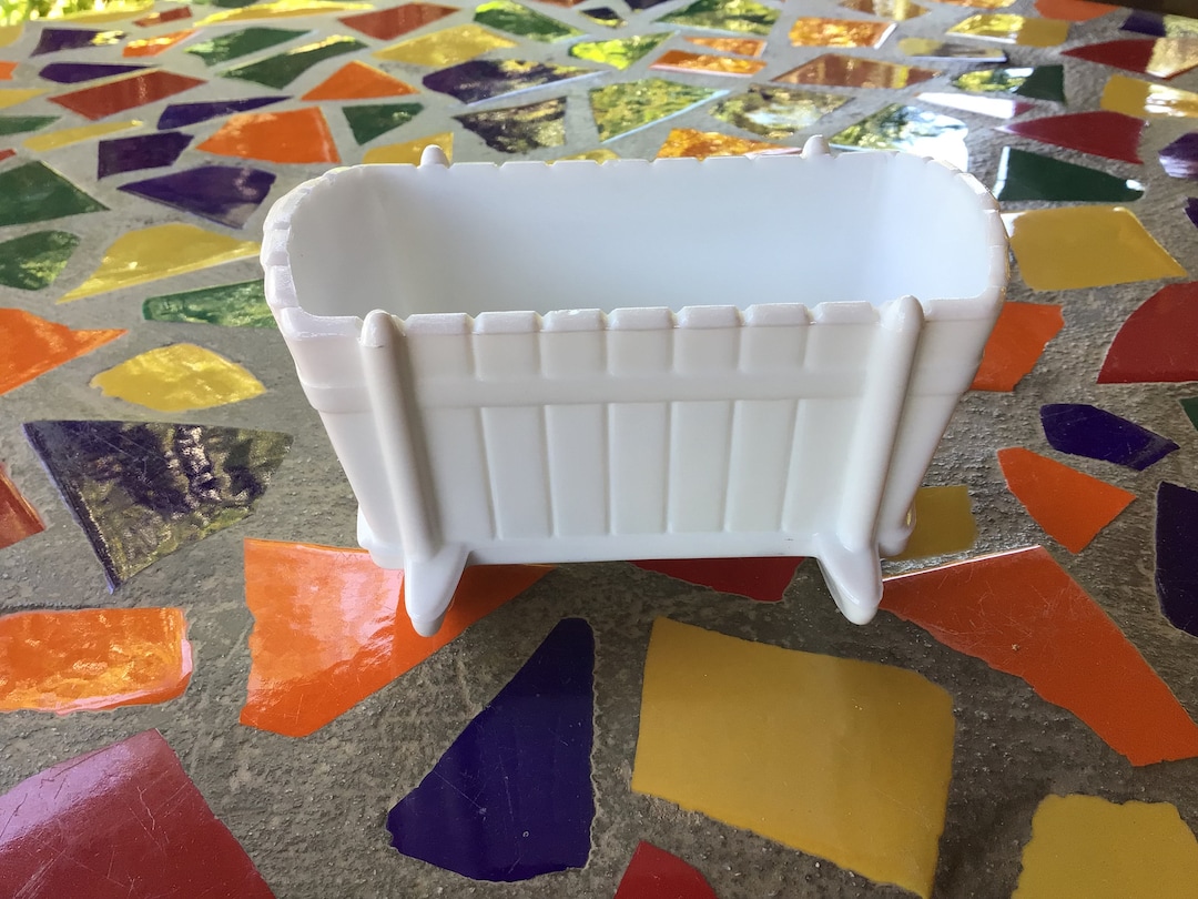 Vintage Indiana Glass Milk Glass Cradle Planter or Container - Etsy