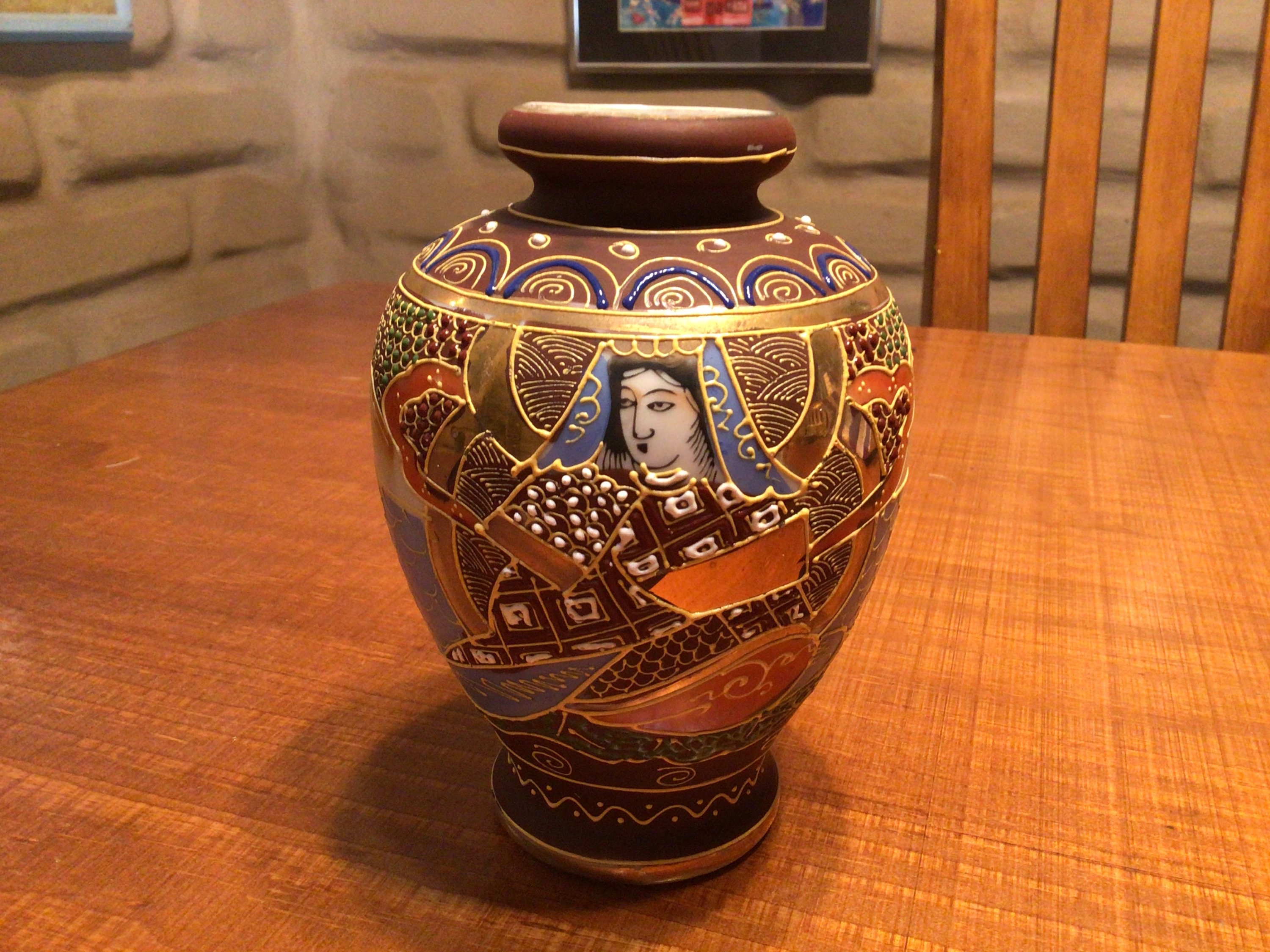 Vintage Hand Painted Moriage Satsuma Ceramic Gold Castle Chikusa Urn or ...