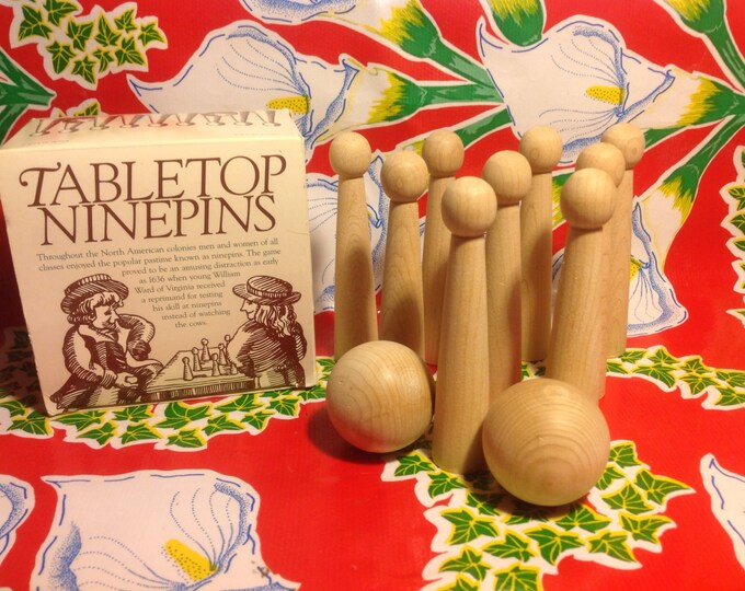Vintage Wooden Tabletop Ninepins Game Set- Cooperman Fife and Drum Co ...