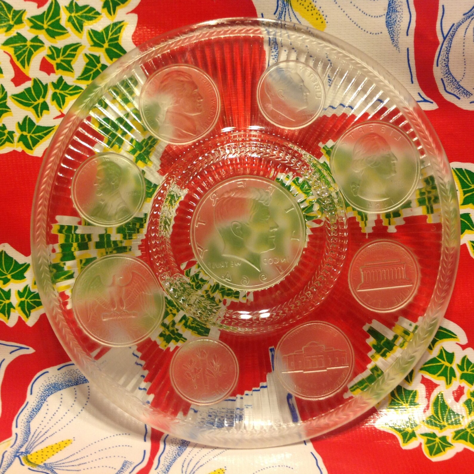 Vintage Imperial Glass Commemorative Crystal 1964 US Coin Design Plate ...