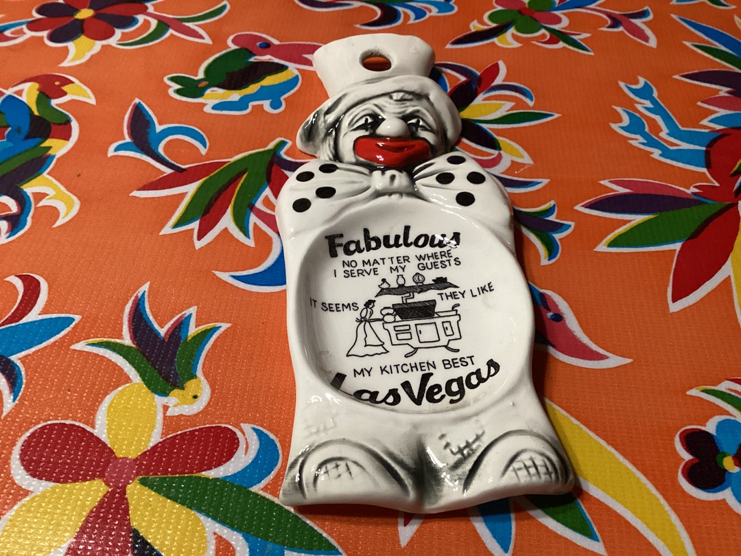 Vintage Ceramic Souvenir Clown Spoon Rest Wall Hanging, Las Vegas ...