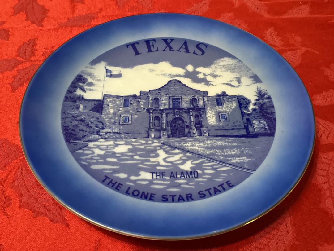 Vintage Ceramic Souvenir Plate- Texas, the Lone Star State, the Alamo ...