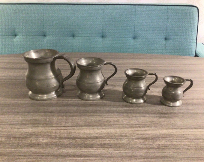 Antique Set of 4 Gaskell and Chambers Pewter British Imperial Measuring ...