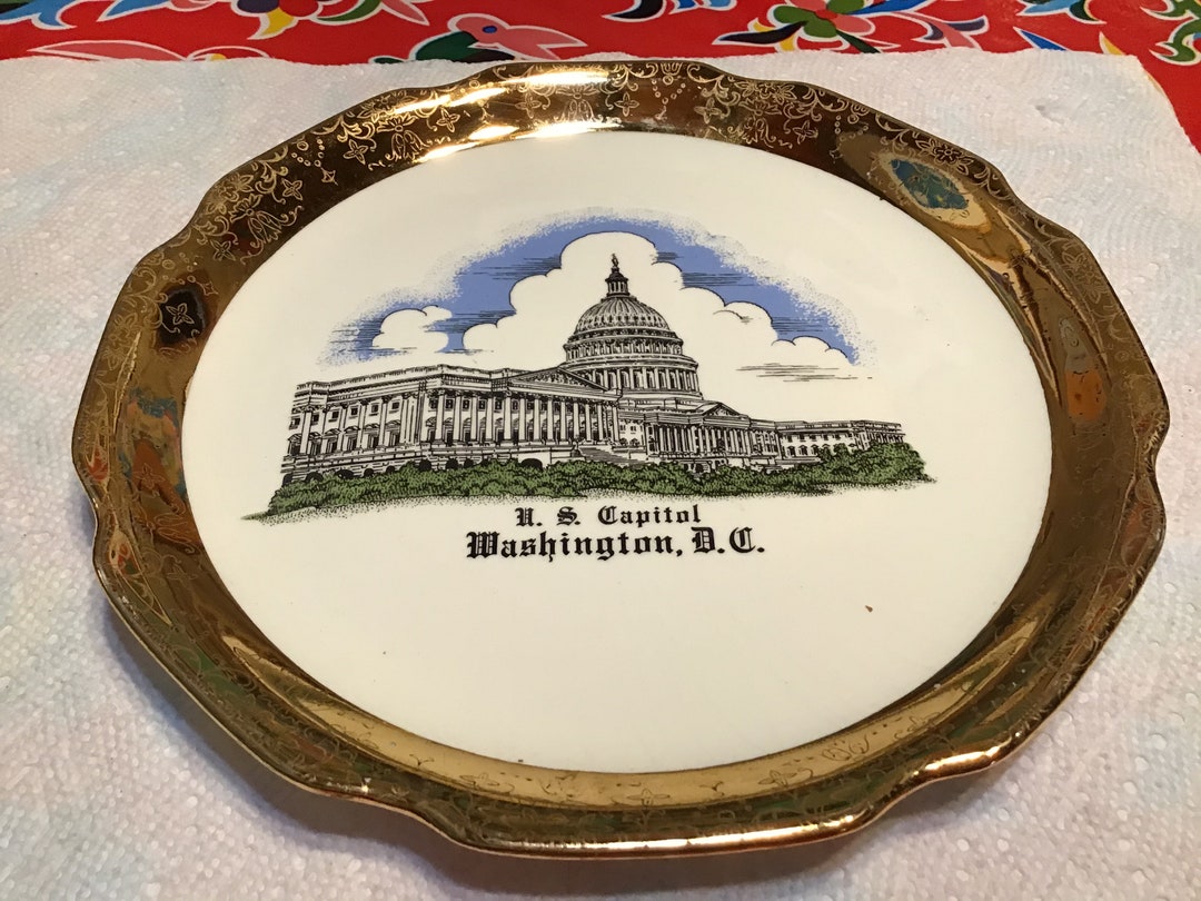 Vintage Ceramic US Capitol, Washington DC Souvenir Plate With 22 K ...
