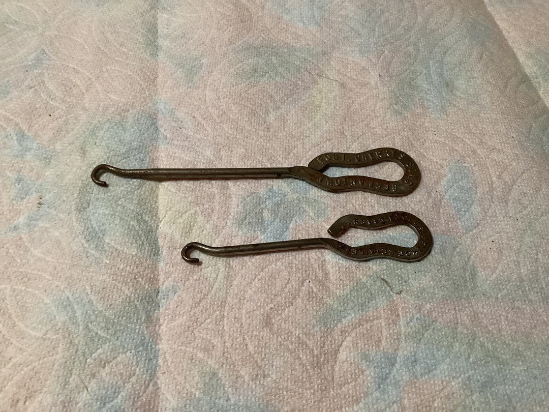 Vintage Pair of Metal Shoe and Boot Button Hooks From the 1800s - Etsy