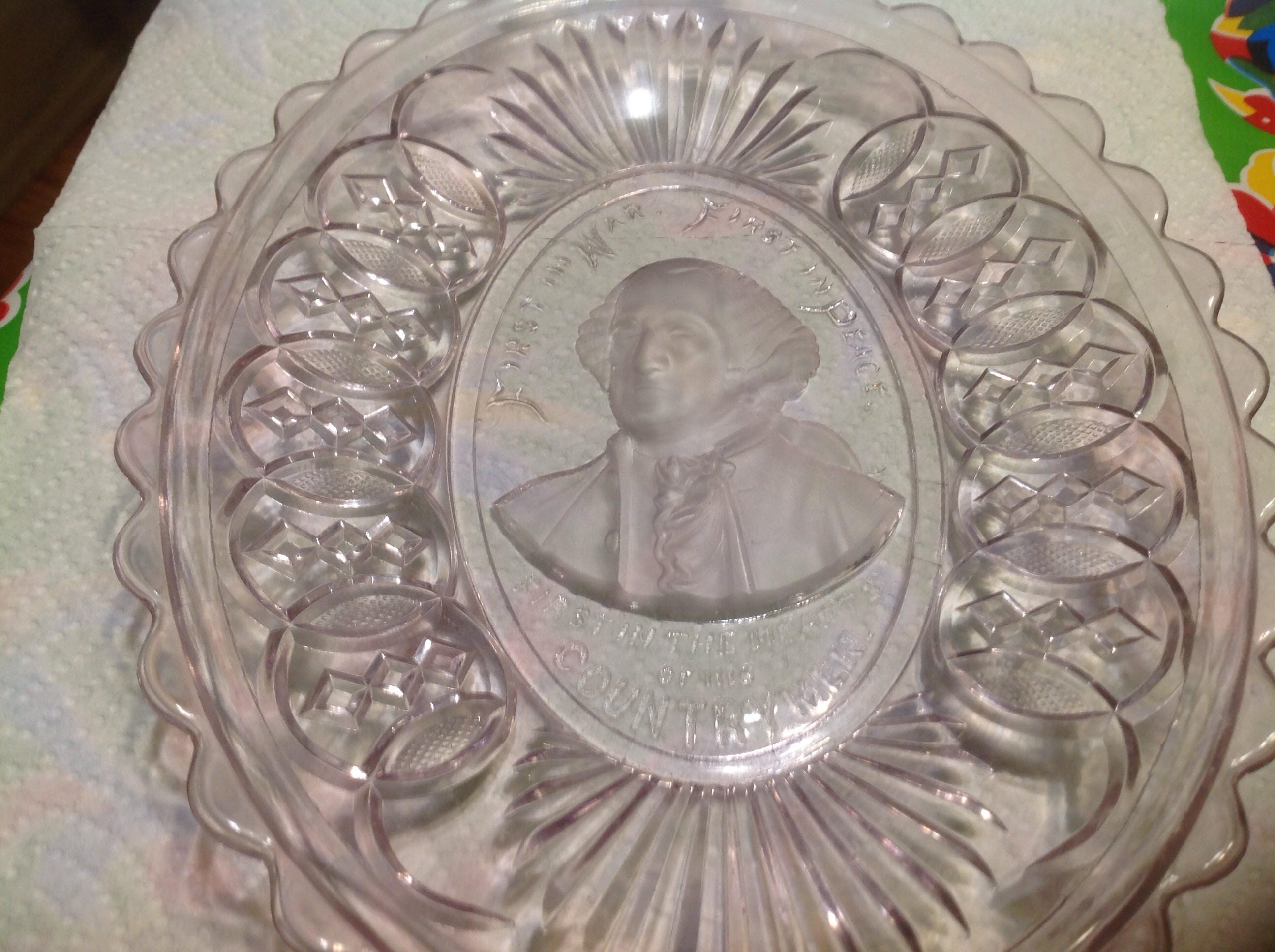 Vintage Etched George Washington Centennial Glass Plate 1876 - Etsy ...
