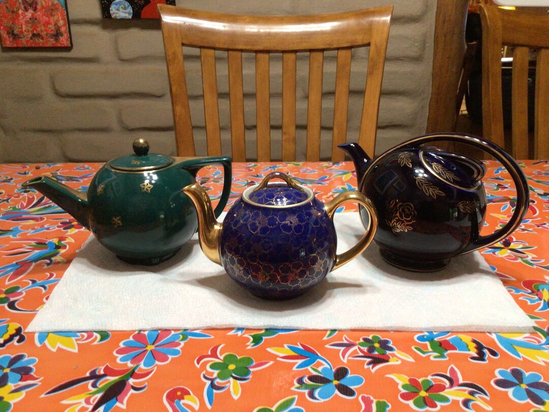 Vintage Hall 6 Cup Teapots With Gold Designs and Highlights- Sold ...