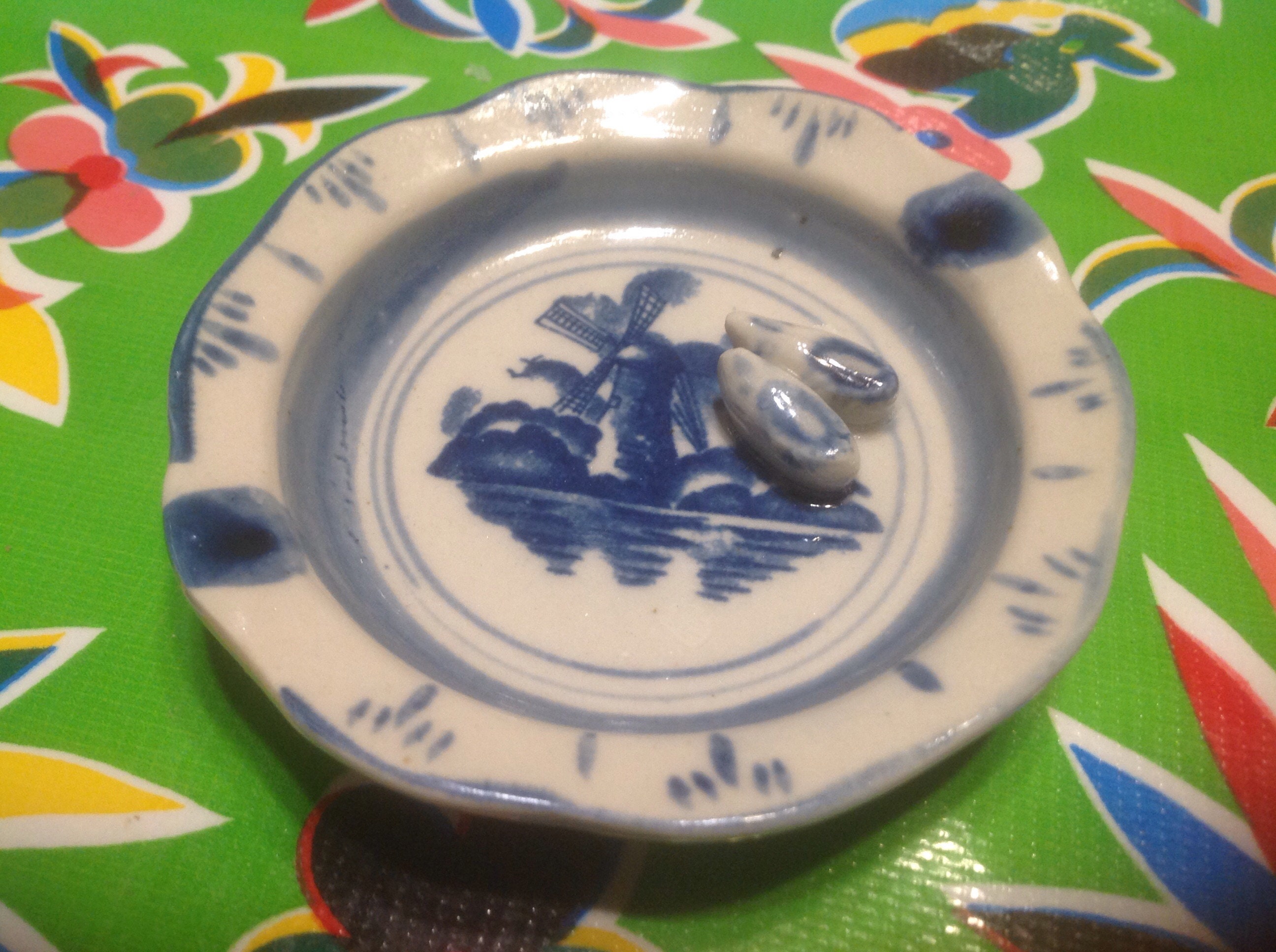 Cendrier de Delft en grès vintage avec design moulin à vent et ...