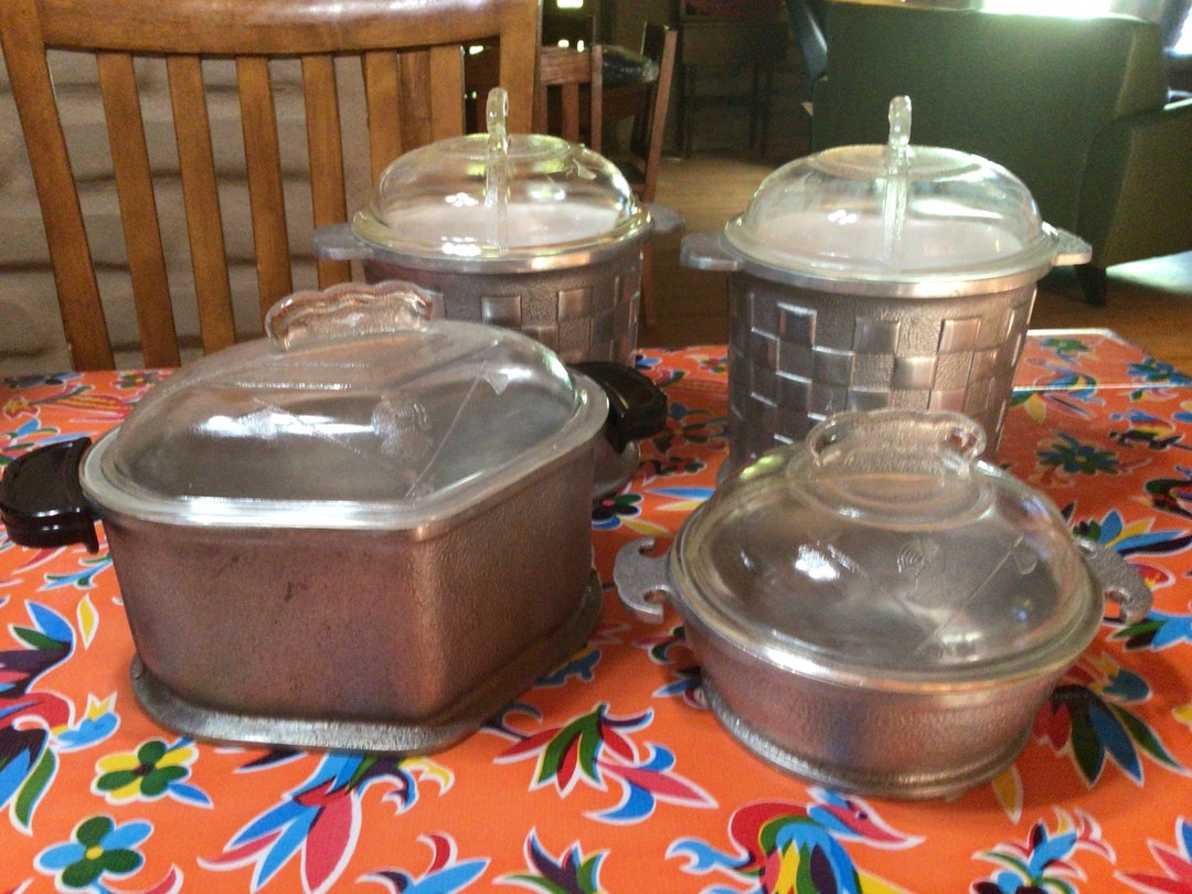 Vintage Hammered Aluminum Guardian Service Assorted Lidded Pots and ...