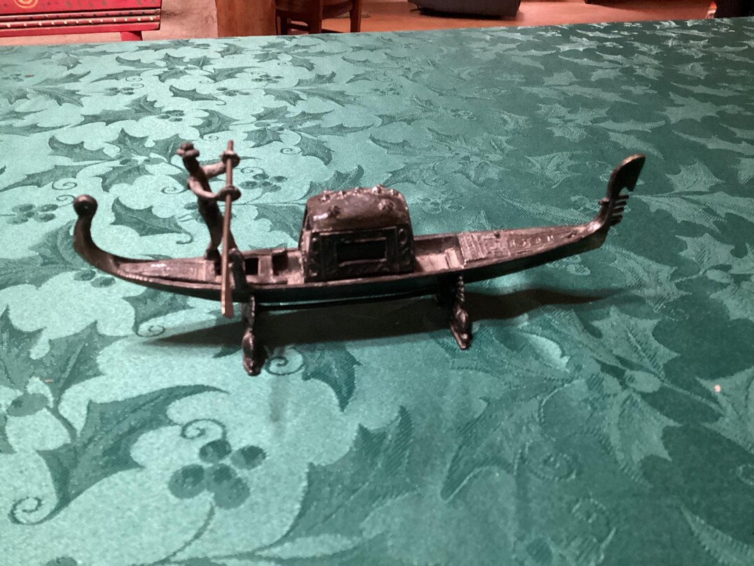 Vintage 1930s Venice Italy Souvenir Metal Gondola and Gondolier Inkwell ...