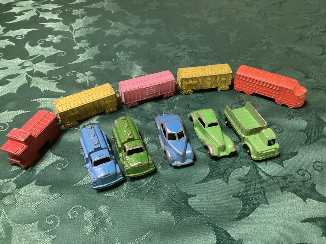 Vintage Die Cast Metal Tootsie Toys Cars and Trucks and 5 Car Train ...
