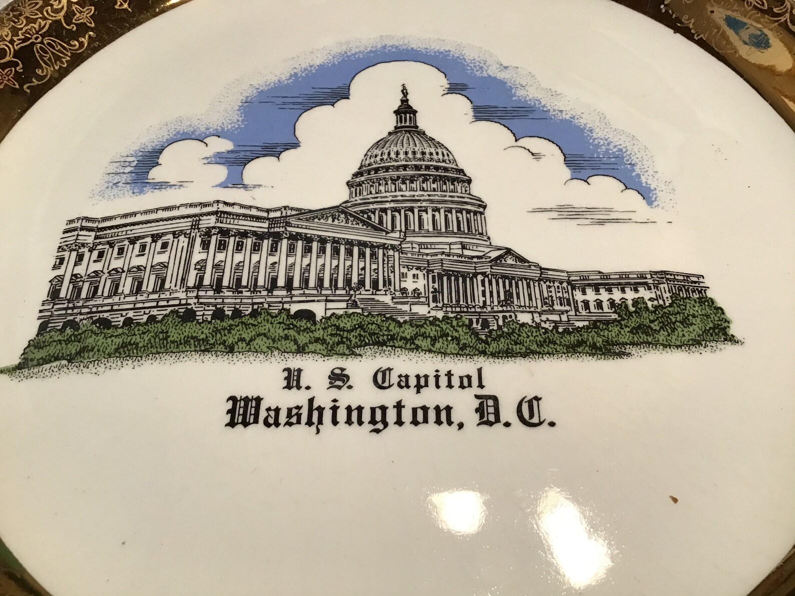 Vintage Ceramic US Capitol, Washington DC Souvenir Plate With 22 K ...