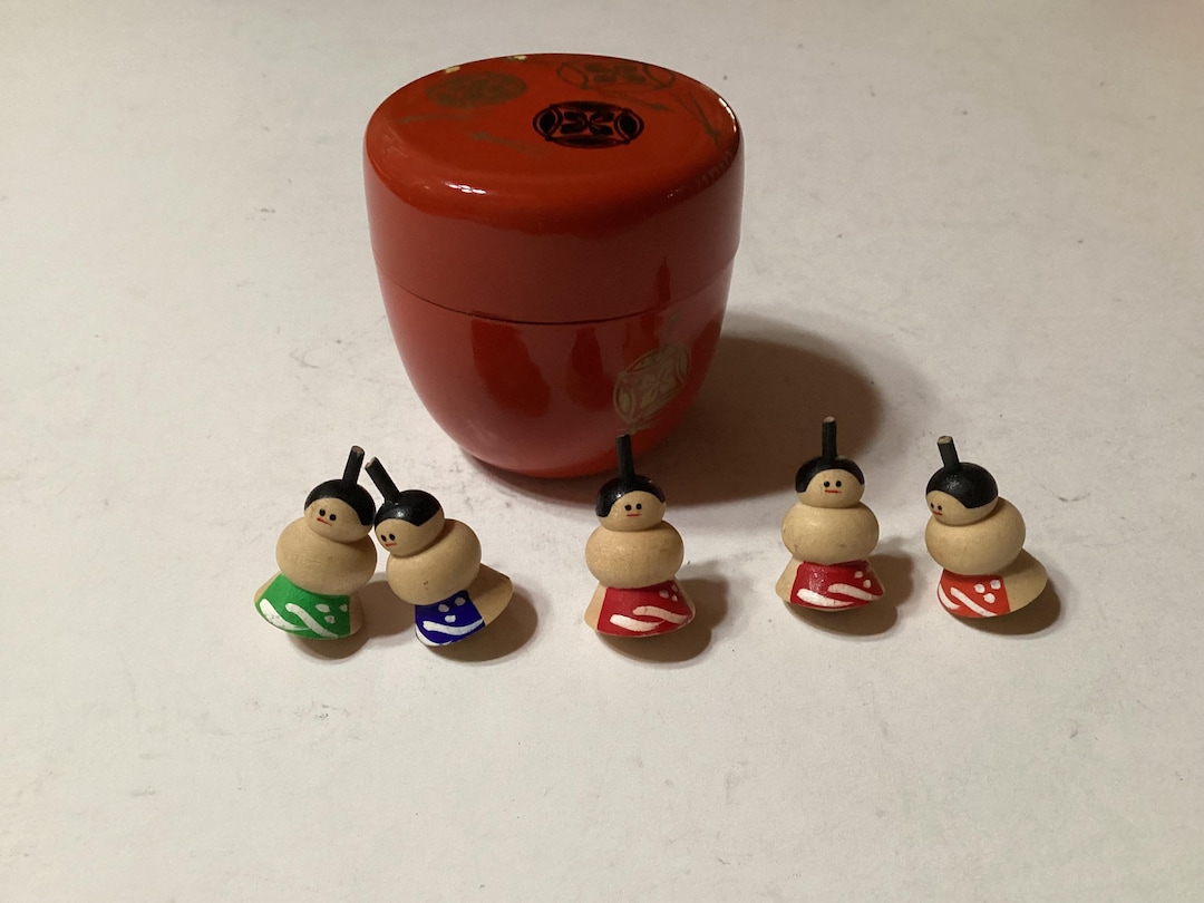 Vintage Set of 5 Small Sumo Spinning Tops Japan - Etsy