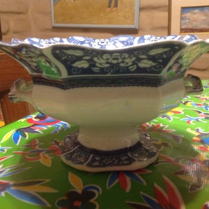 Vintage Whieldon Ware China Corona Pattern Flow Blue Centerpiece Bowl ...