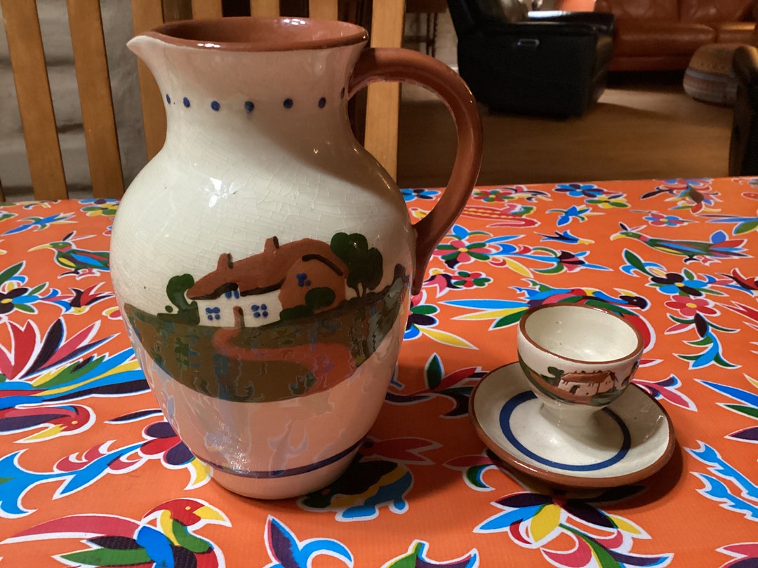 Vintage Devon Motto Ware Pitcher and Egg Cup- Dartmouth Pottery ...