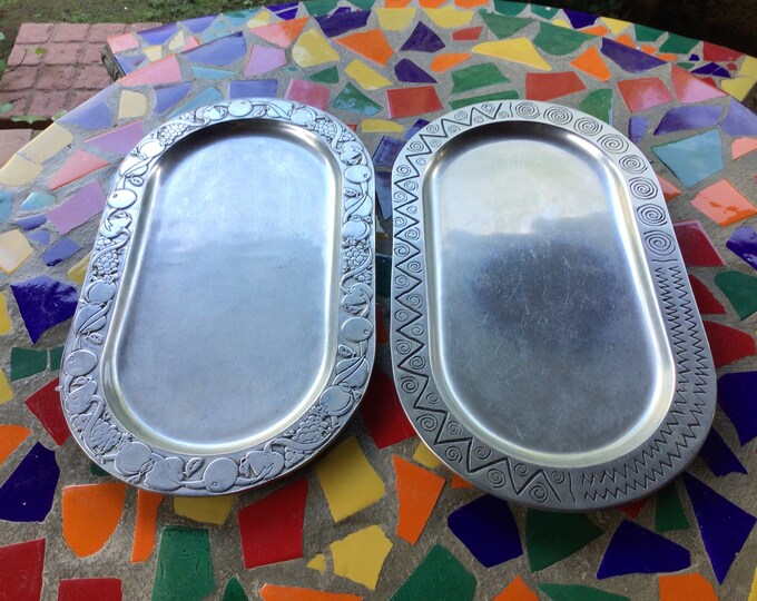 Vintage Wilton Armetale Pair of Pewter Oval Platters or Party Trays ...