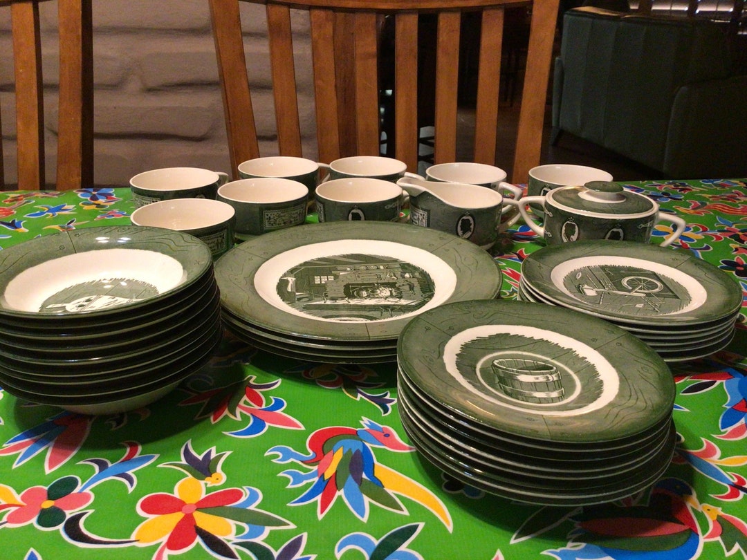 Vintage Ceramic Colonial Homestead by Royal Dinnerware Set Of30 Pieces ...