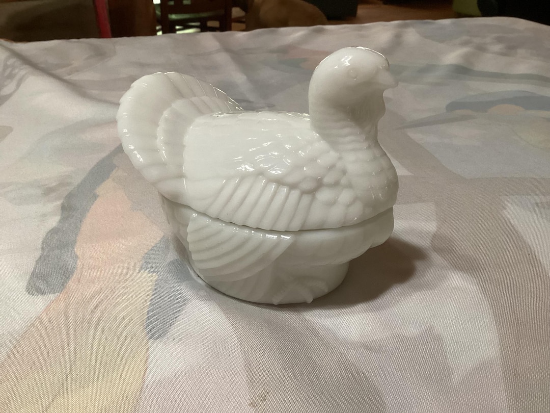Vintage Imperial Glass Milk Glass Turkey Lidded Dish or Container - Etsy