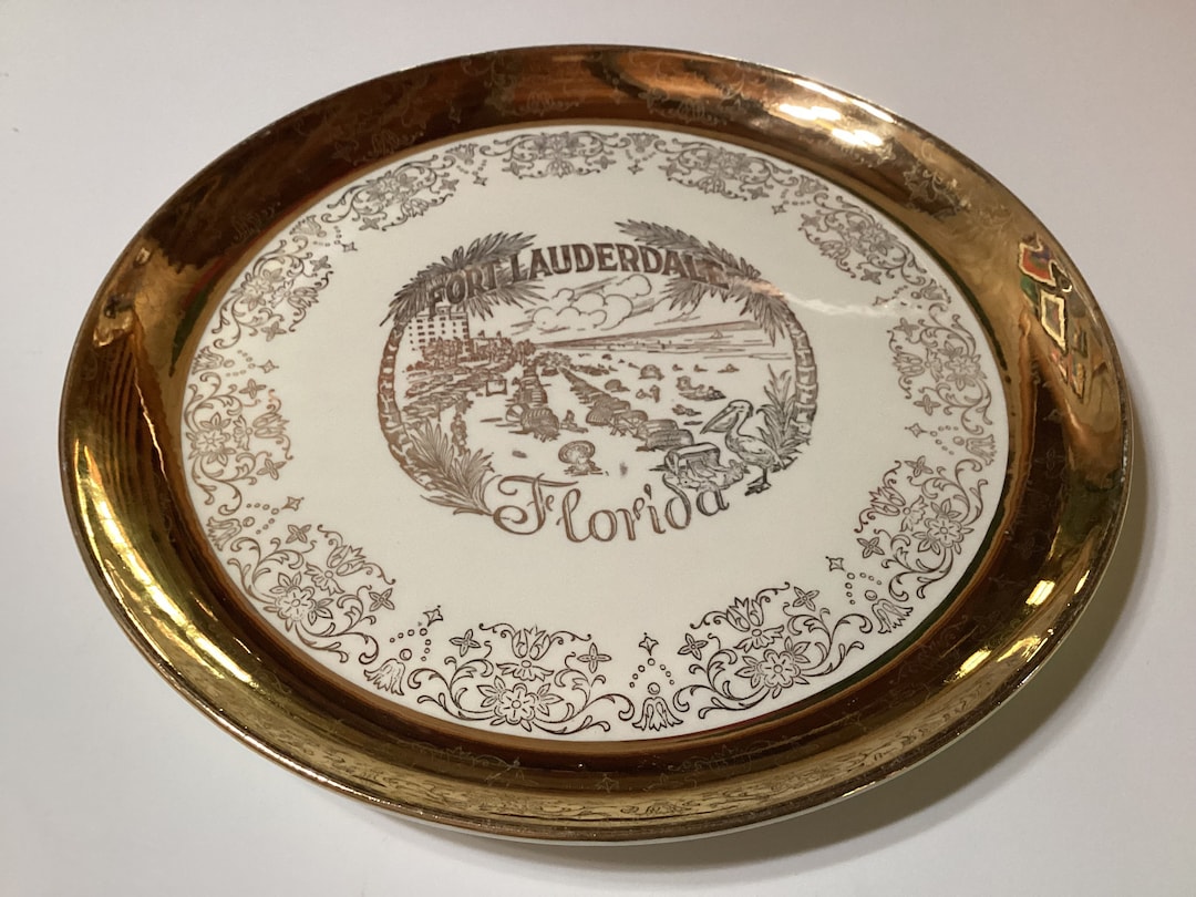 Vintage 22k Gold Souvenir Fort Lauderdale, Florida Plate - Etsy