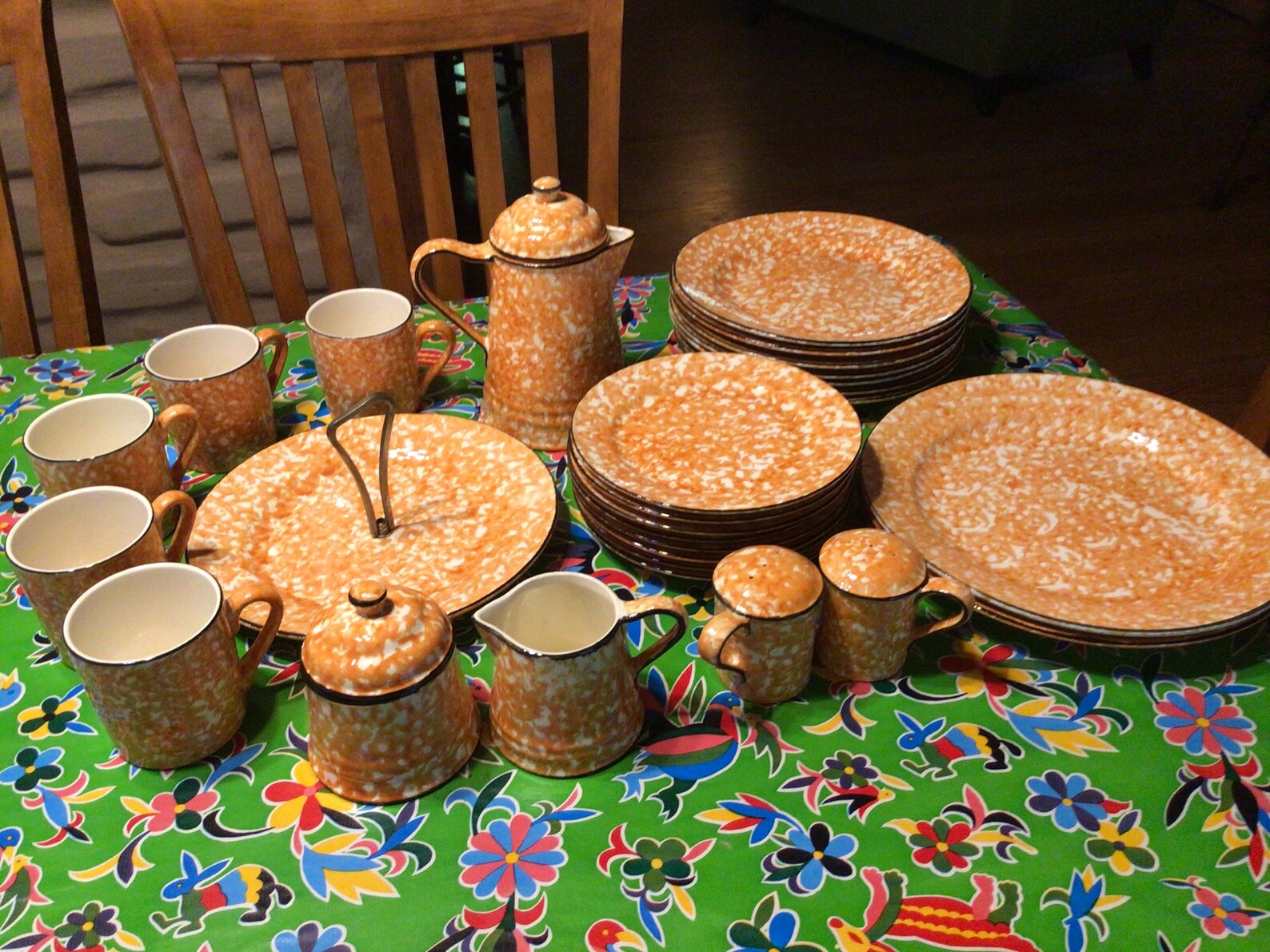 Vintage Stangl Hand Painted Town and Country Orange Sponge Ware ...