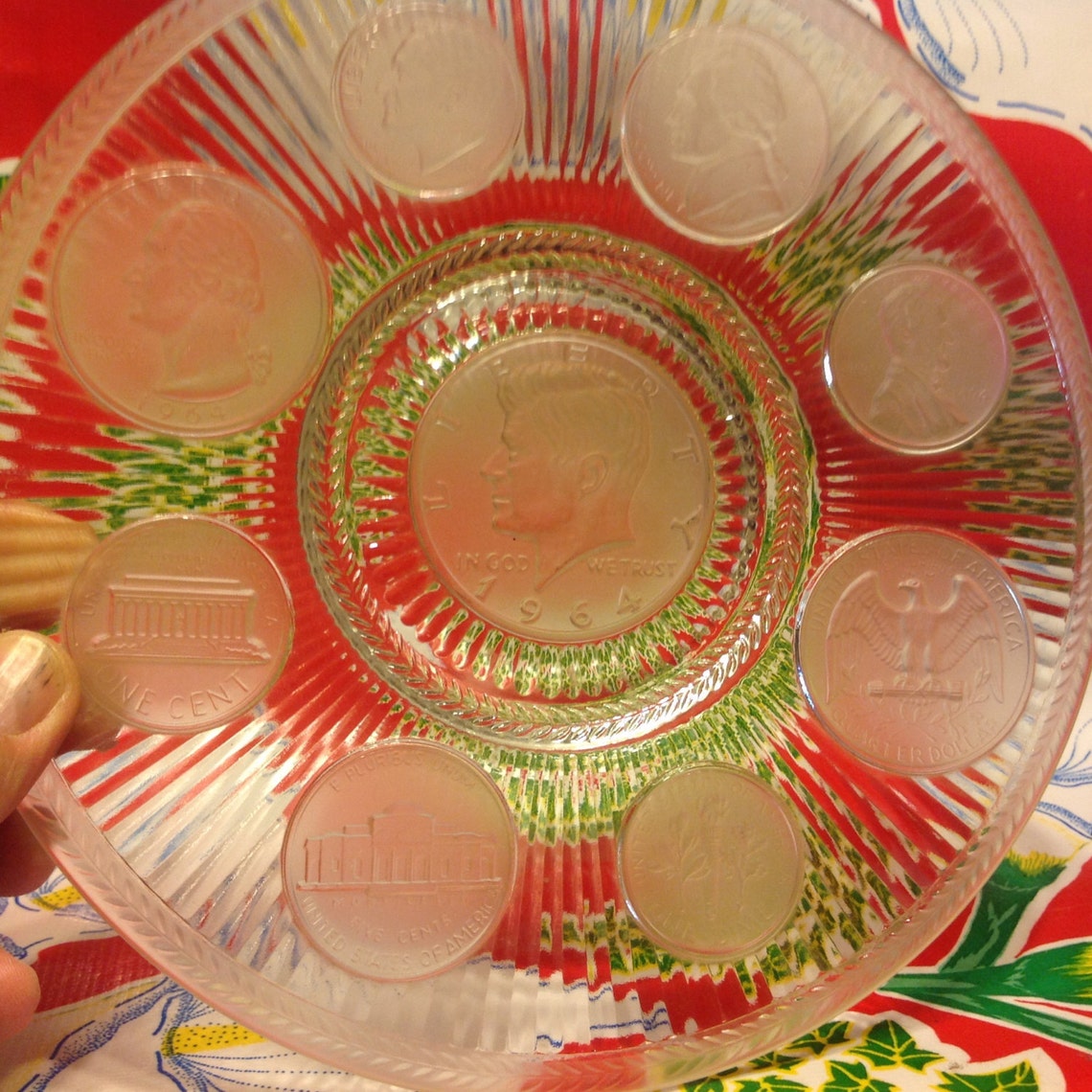 Vintage Imperial Glass Commemorative Crystal 1964 US Coin Design Plate ...