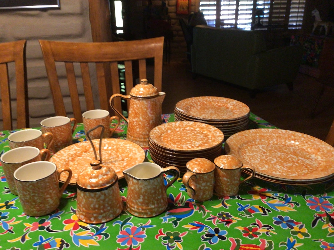 Vintage Stangl Hand Painted Town and Country Orange Sponge Ware ...