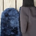 Dark Blue Faux Fur Mittens for Women, Warm Winter Gloves With Water ...