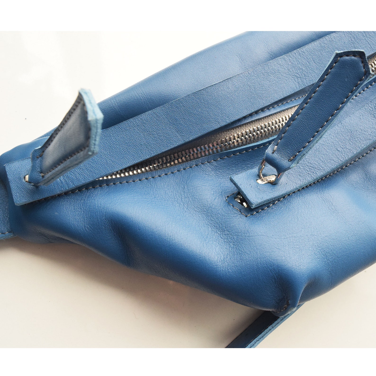 Bright Blue Smooth Leather Fanny Pack for Women or Men | Etsy