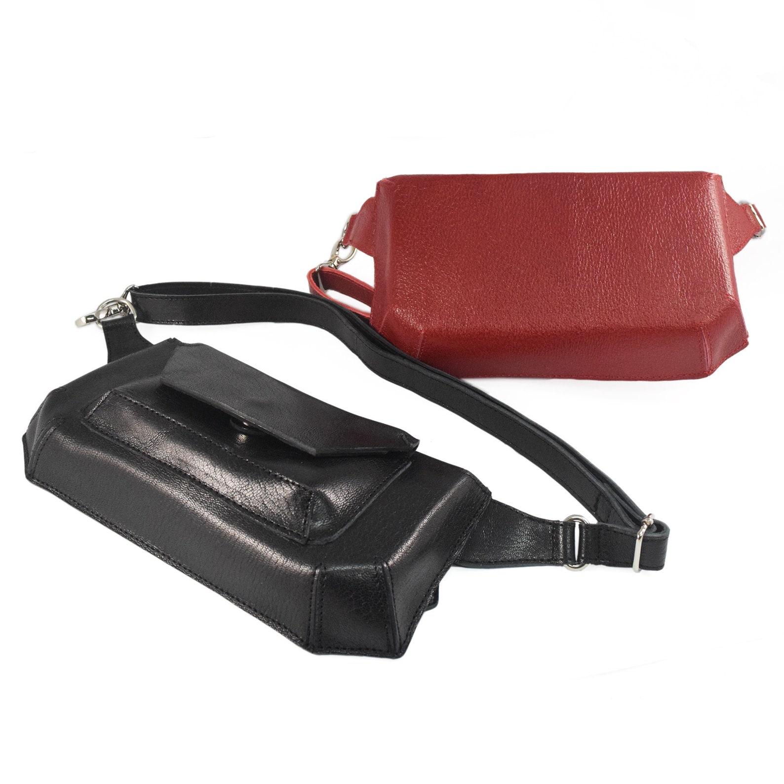 Red Leather Waist Bag for Women - Etsy