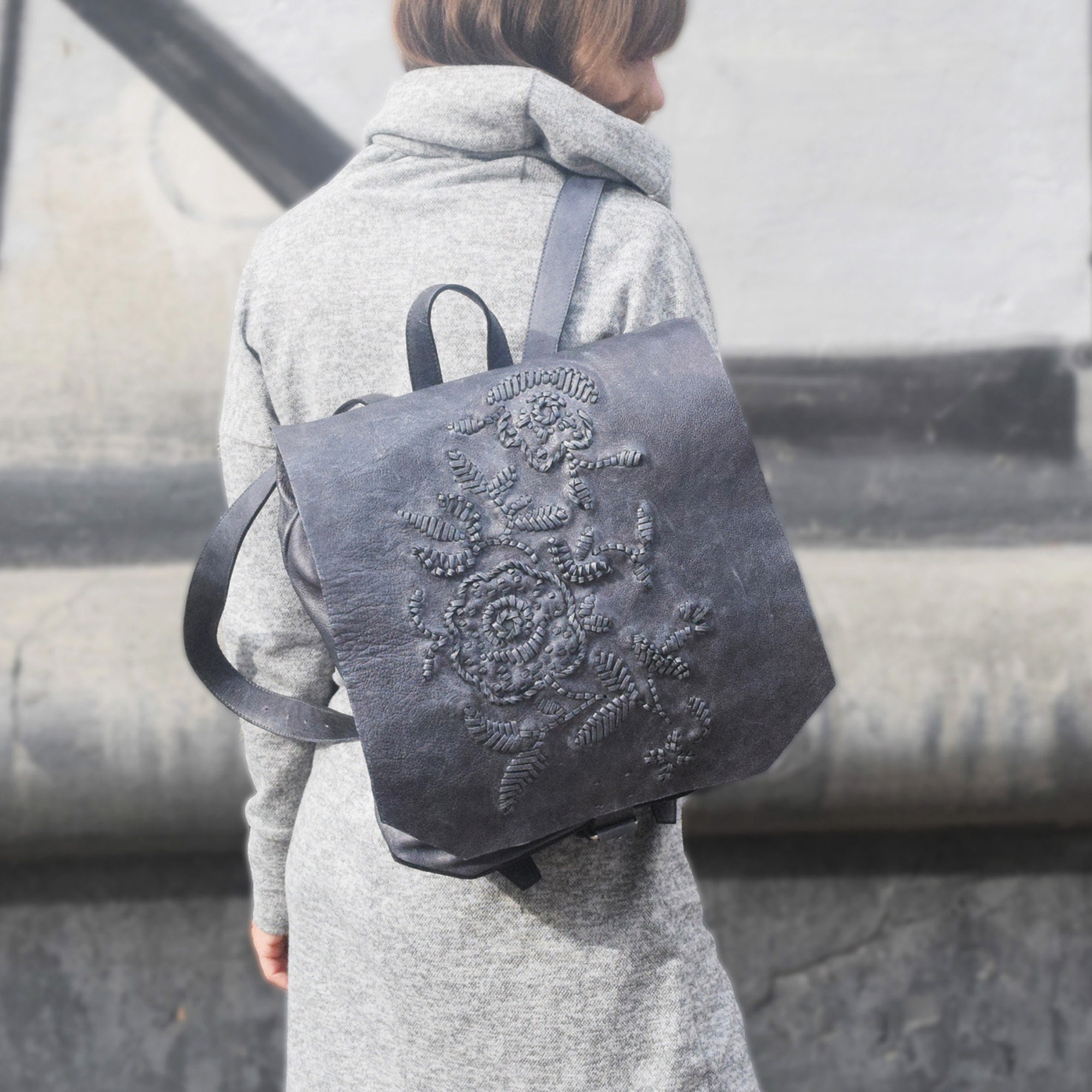 Braided and Decorated Leather Womens Backpack for 13 Inches - Etsy