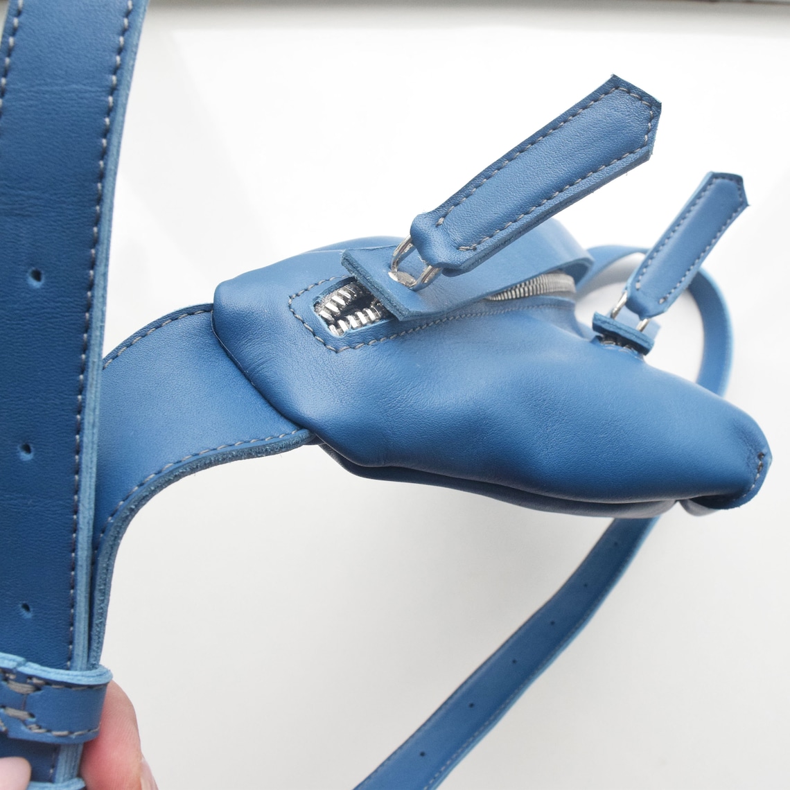Bright Blue Smooth Leather Fanny Pack for Women or Men | Etsy