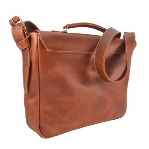 Red Tan Leather Mens Briefcase / Messenger Bag - Etsy