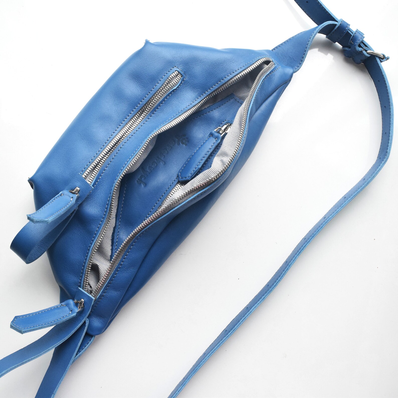 Bright Blue Smooth Leather Fanny Pack for Women or Men - Etsy