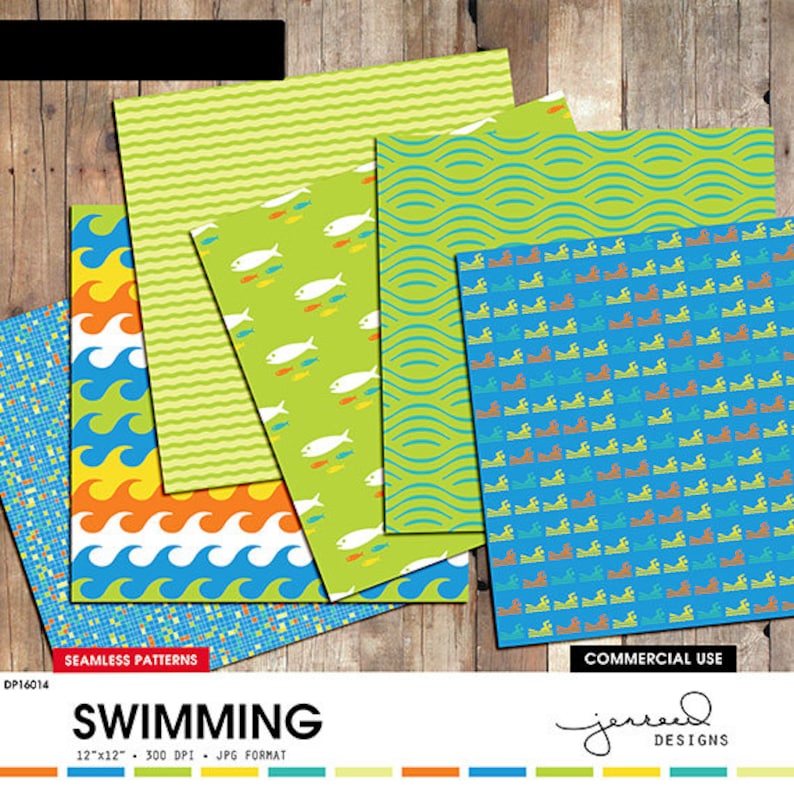 Swim Digital Paper || Pool Party Scrapbooking || Water Theme Paper ...