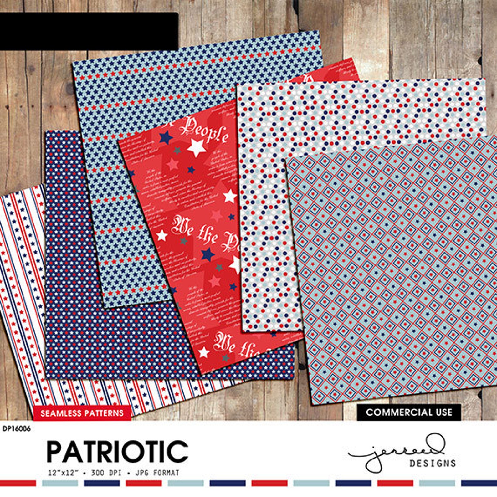 Fourth of July Digital Paper Patriotic Scrapbook Paper - Etsy
