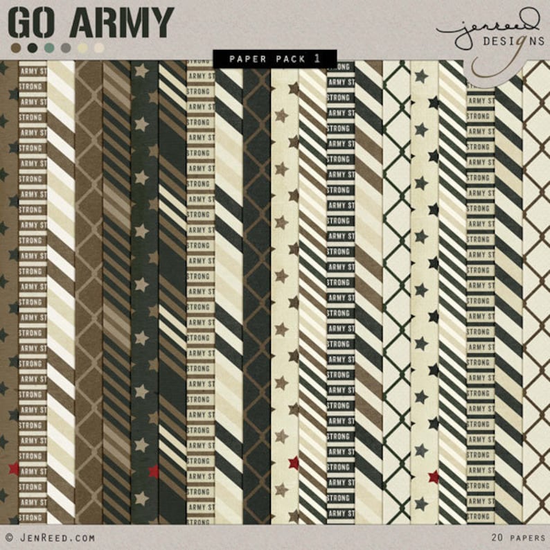 US Army Digital Paper - Go Army Theme Scrapbook - Military Scrapbook ...