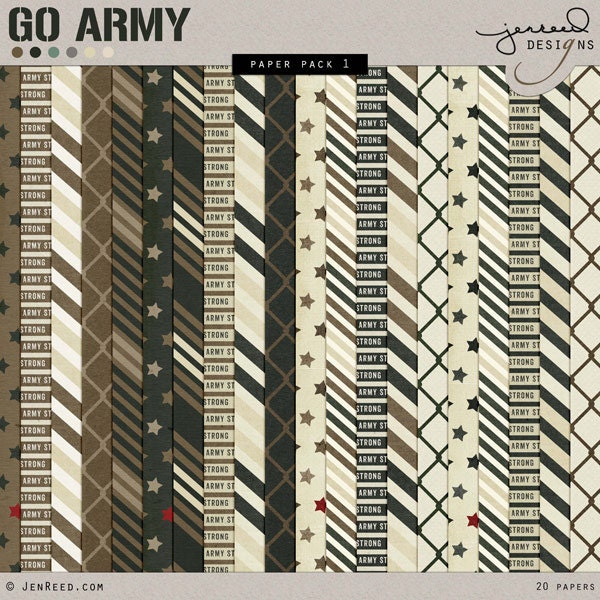 US Army Digital Paper - Go Army Theme Scrapbook - Military Scrapbook ...
