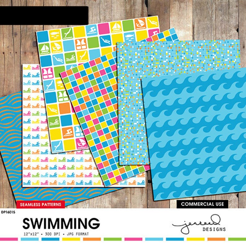 Swimming Digital Papers || Summer Fun Scrapbooking || Pool Theme ...