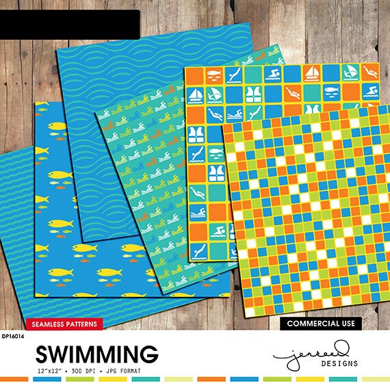 Swim Digital Paper || Pool Party Scrapbooking || Water Theme Paper ...