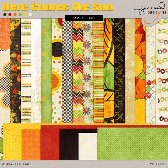 Summer Sun DIGITAL Scrapbook Papers Sunshine Themed Papers | Etsy