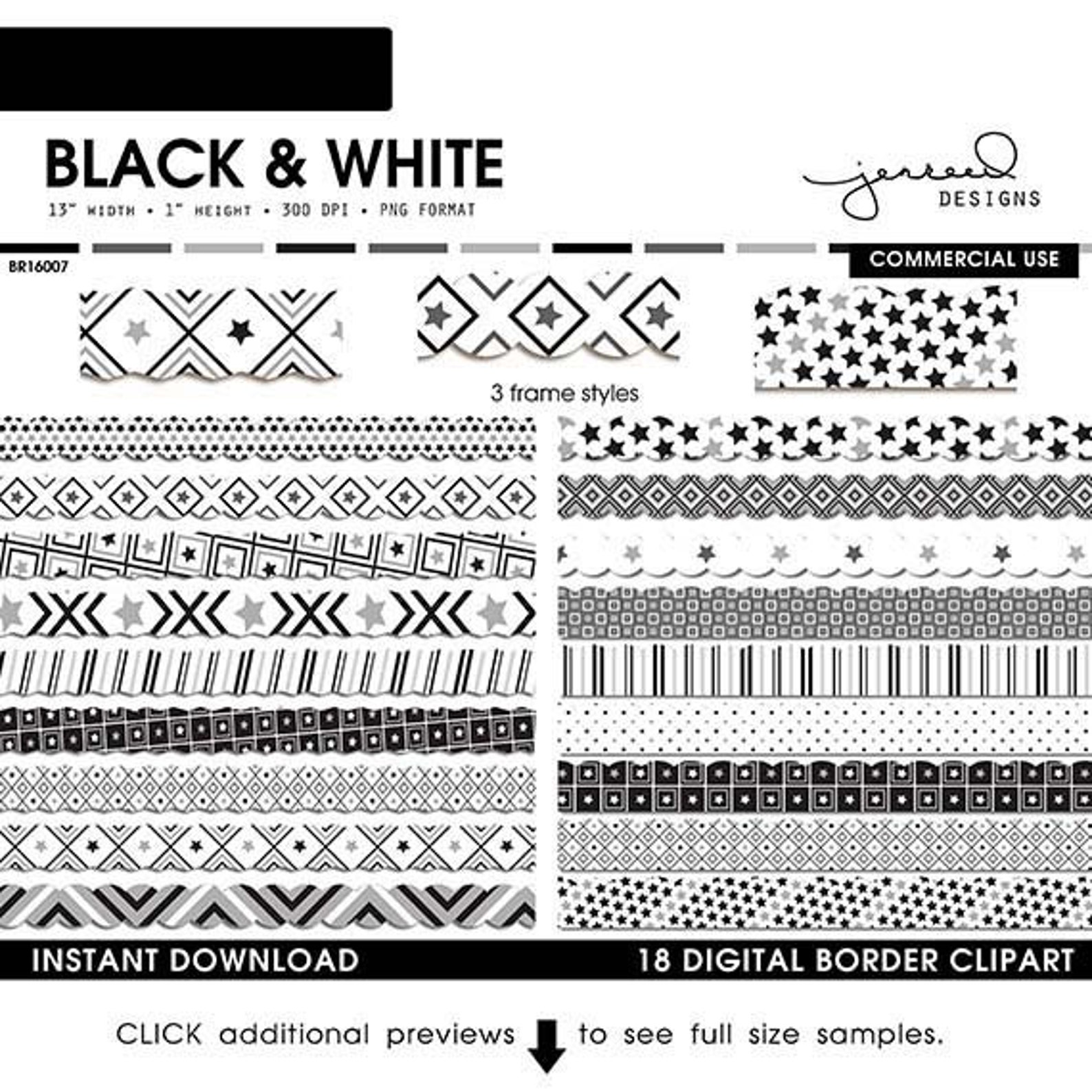 Black and White Page Borders || Black & White Clipart Border || Black ...