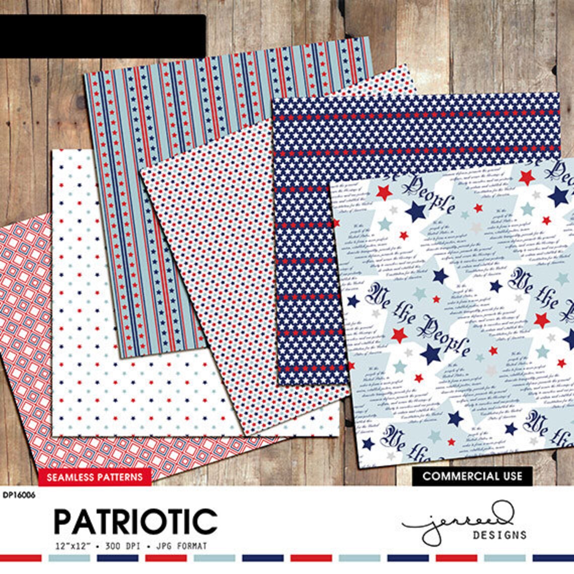 Fourth of July Digital Paper Patriotic Scrapbook Paper - Etsy