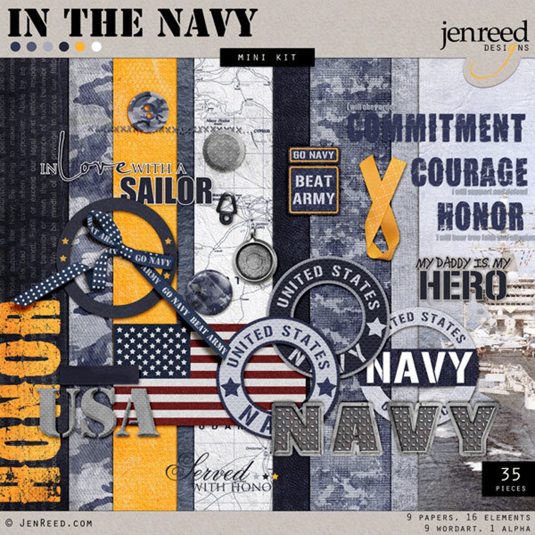 Navy Digital Scrapbook, Naval Theme Paper, Military Scrapbook, Navy ...