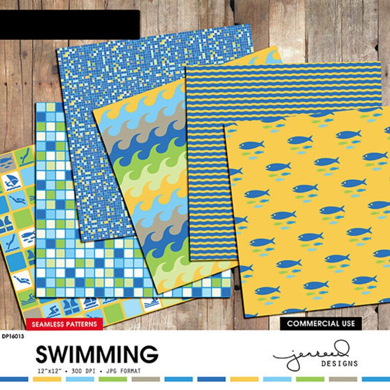 Swimming Scrapbook Paper || Pool Digital Paper || Summer Scrapbook ...